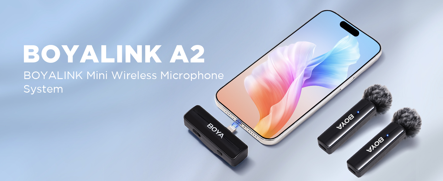 BOYALINK Wireless Lapel Microphone, Dual Mini Lavalier Mic with Lightning/USB-C/3.5MM Adapter ...