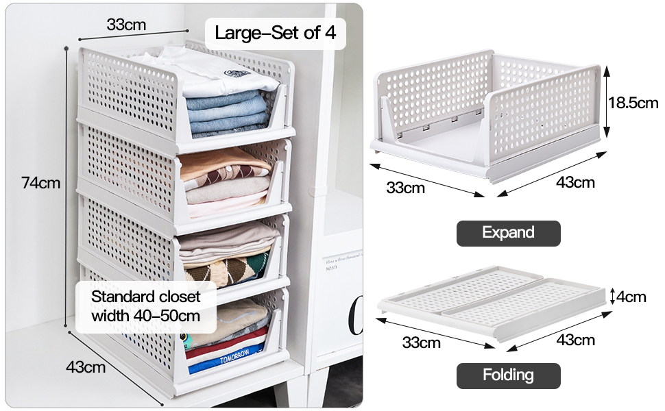 BTGGG 8 Pack Wardrobe Storage Organiser, Stackable Storage Drawers for ...