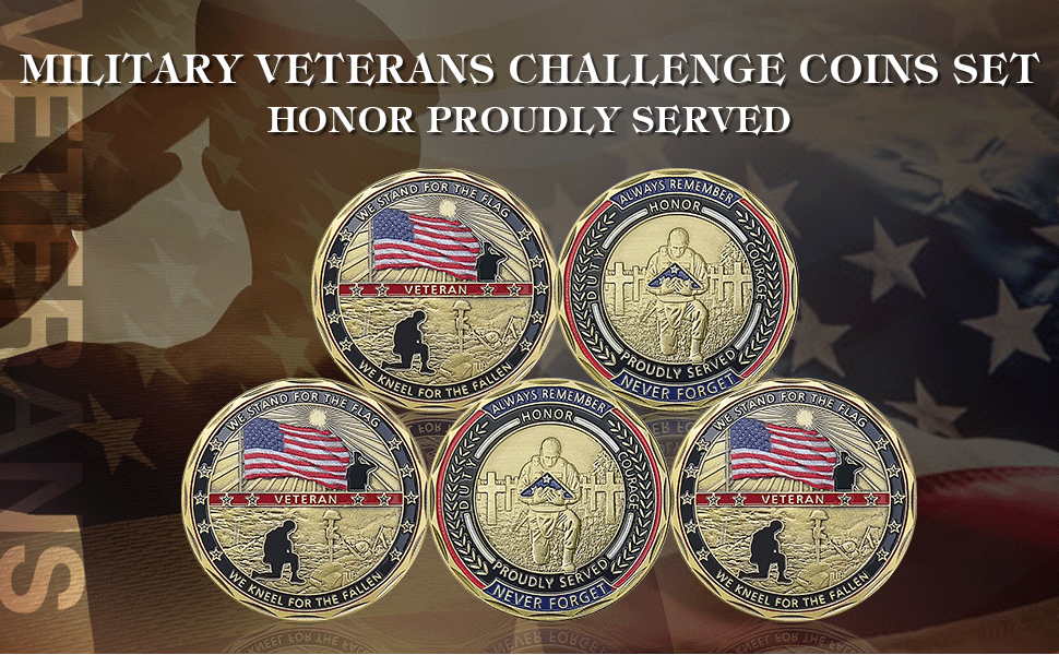 Amazon.com: 10 Pack US Military Challenge Coins Veterans Coin - Stand for The Flag, Kneel for ...