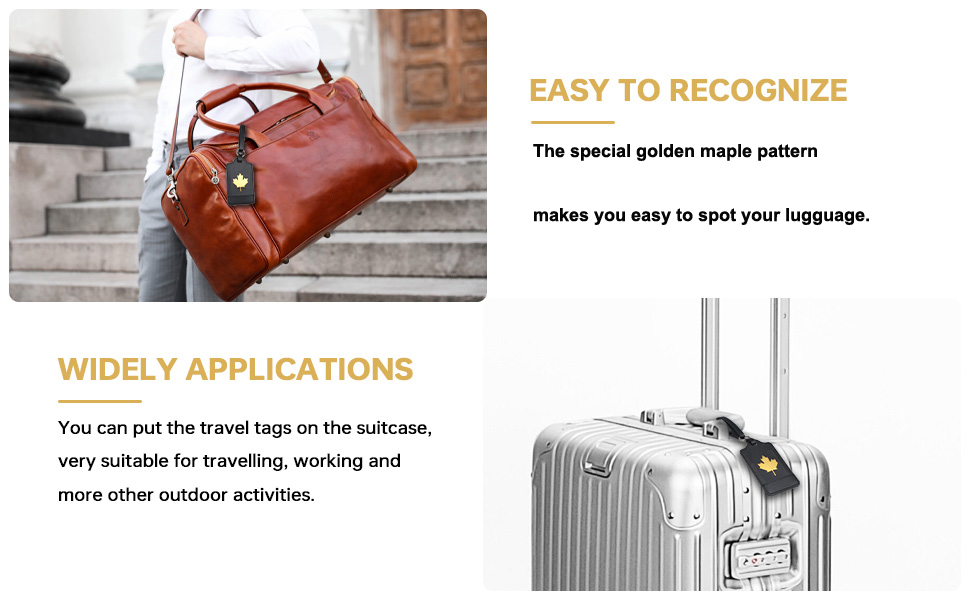 4 Pack Luggage Tag, Anyos PU Leather Travel Bag Labels Suitcase Baggage tags with Name ID Card ...