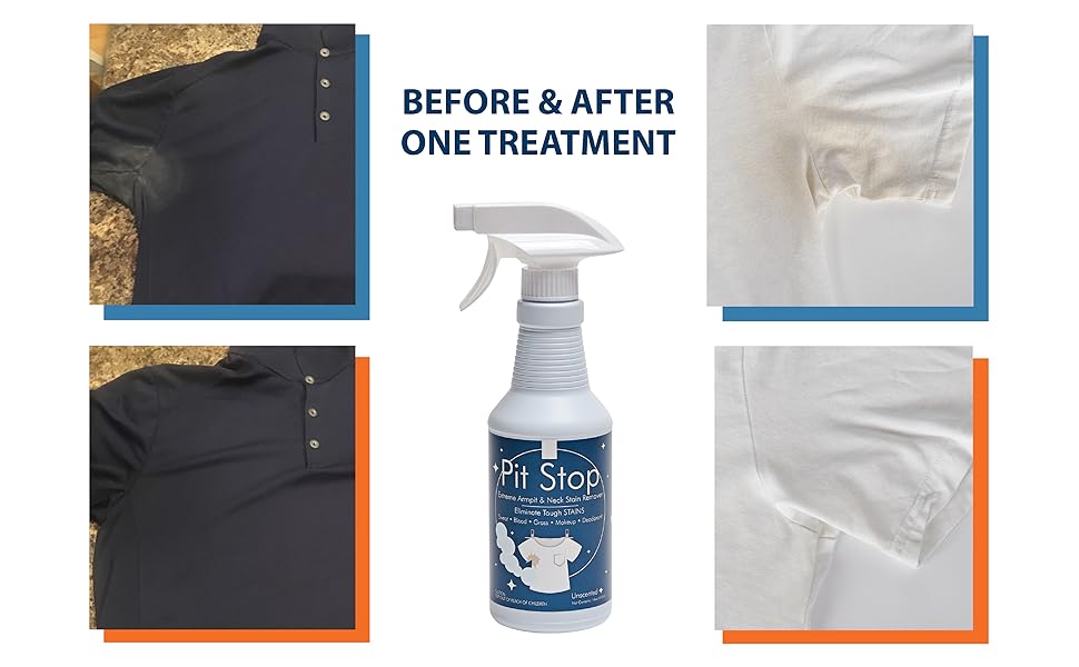Amazon.com: Pit Stop - Sweat Stain & Deodorant Stain Remover, Multi-Stain & Multi-Purpose ...