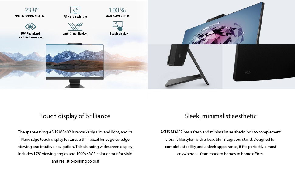 Amazon.com: ASUS M3402 All-in-One, 23.8” FHD Touch Display, AMD Ryzen ...
