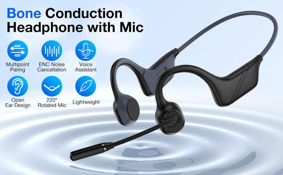 Amazon.com: EARTEANA Wireless Bone Conduction Headphones with Dual Mics ...