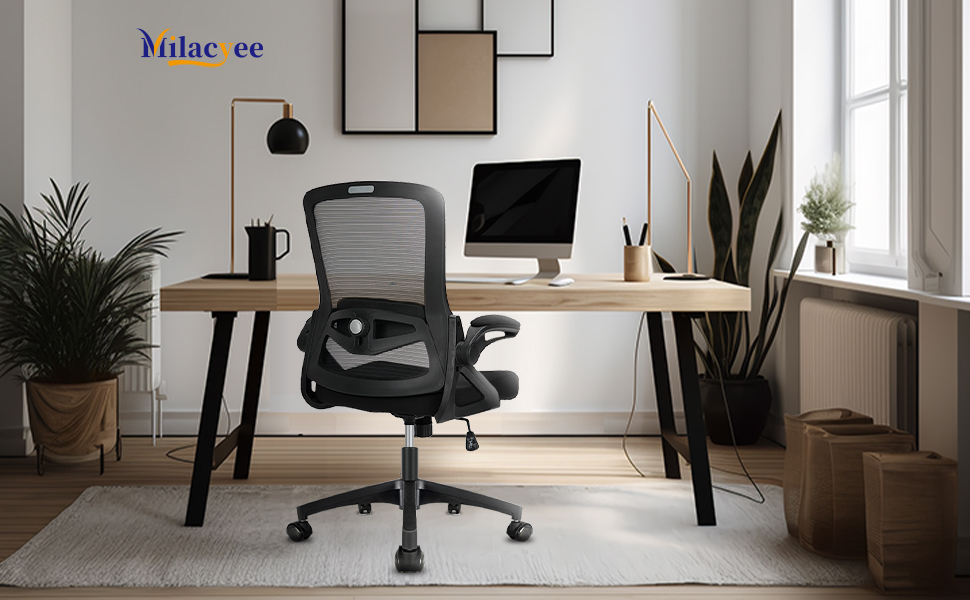 Milacyee Sedia da Ufficio Ergonomica, Sedia Ufficio con Braccioli Pieghevoli, Regolabili in ...