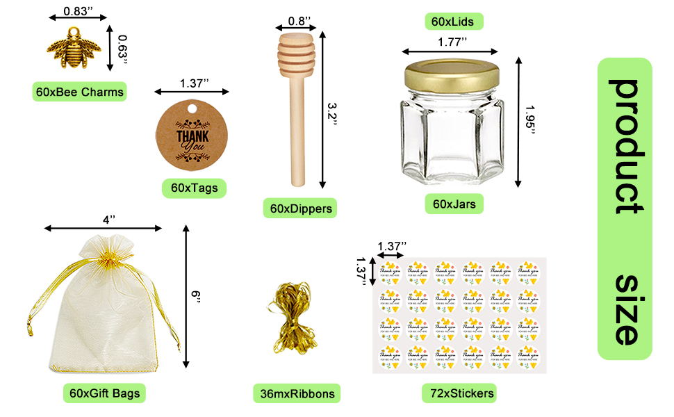 Amazon.com: Small Honey Jar, Mini Honey Jars with Dipper, Glass Honey Pot Baby Shower Favors ...