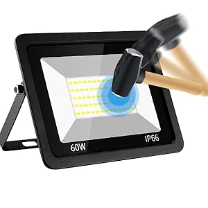 60W LED Flood Light, 6000lm 3000K Warm White Exterior Flood Lighting with Plug, IP66 Waterproof ...