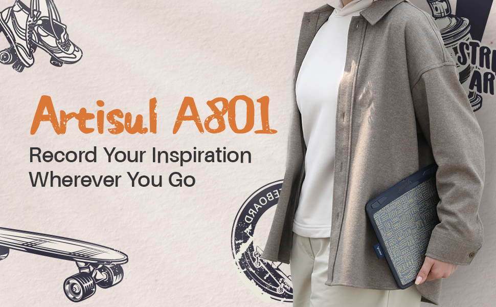 Amazon.com: Drawing Tablet Artisul A801 Graphics Tablet 9 Inch Art Tablet with 8192 Pressure ...