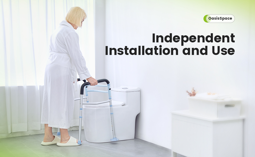 Amazon.com: OasisSpace Stand Alone Toilet Safety Rail - Heavy Duty Medical Toilet Safety Frame ...