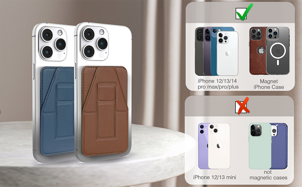 Amazon.com: LOHASIC Magnetic Wallet Card Holder, PU Leather Compatible with MagSafe Stand ...