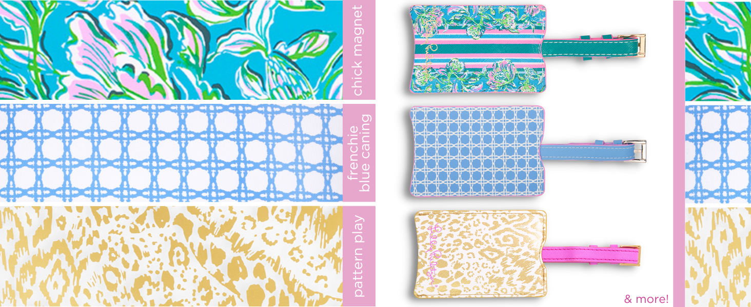 Amazon.com: Lilly Pulitzer Leatherette Luggage Tag with Secure Strap, Colorful Suitcase ...