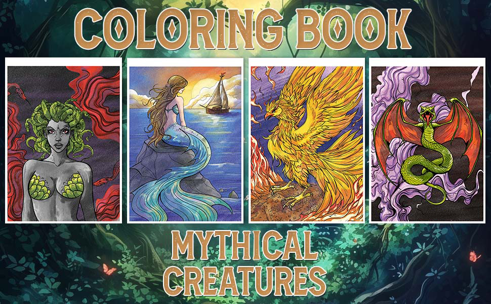 Amazon.com: TPLHOUSE Mythical Creatures Coloring Book for Adults, Premium Cover, Spiral Bound ...