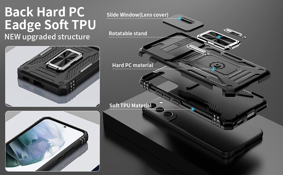 Amazon.com: FRLMOOES for Samsung Galaxy S21 Case with Screen Protector,Built-in Slide Camera ...
