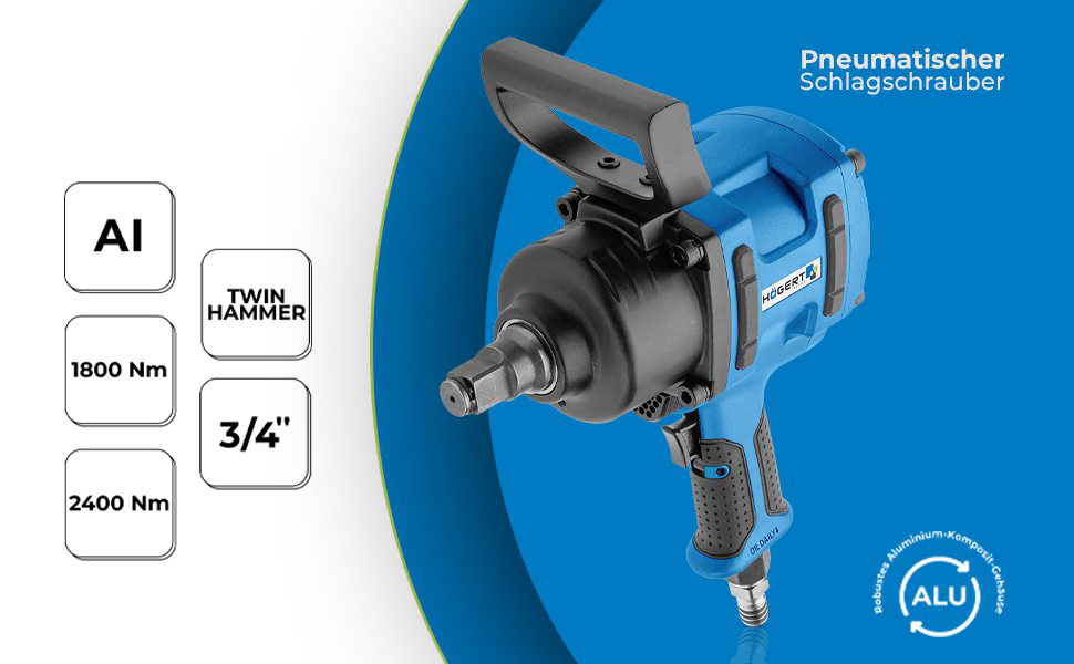 Högert Technik - Pneumatischer Schlagschrauber 3/4" I Schlagmechanismus - Twin Hammer I ...