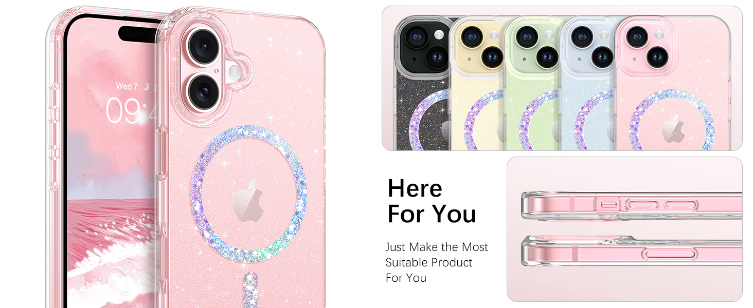 Amazon.com: BENTOBEN Magnetic for iPhone 16 Plus Case, Clear Crystal Glitter Phone Case ...