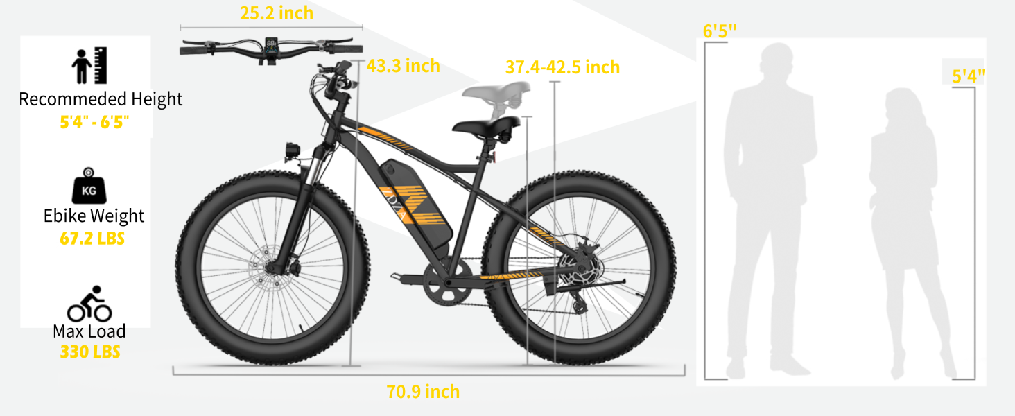 Amazon.com : ZDZA Electric Bike, 26"x4.0" Fat Tire Electric Bike, 1500W Peak Motor, 48V 14.5Ah ...