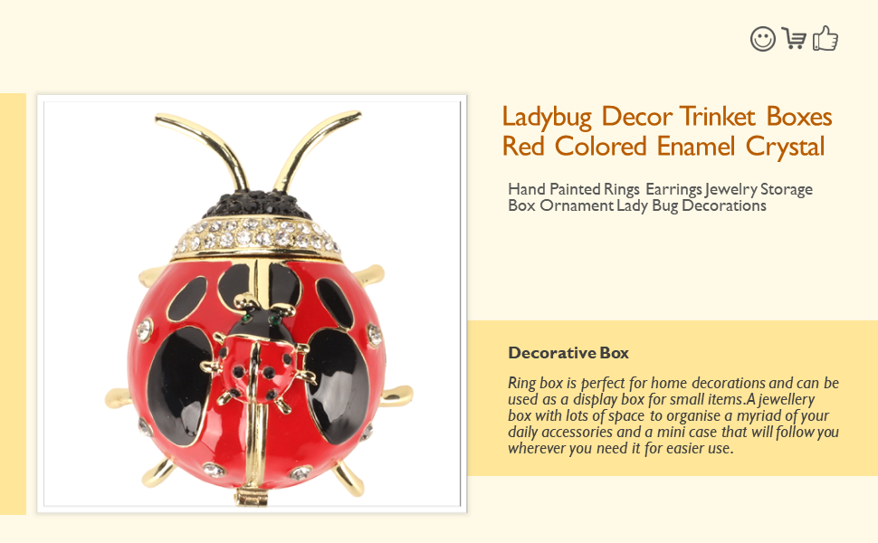 Amazon.com: Pwshymi Ladybug Decor Trinket Boxes Red Colored Enamel ...