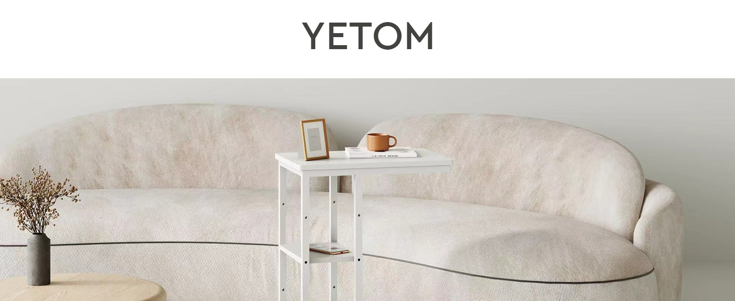 Amazon｜YeTom サイドテーブル キャスター付き ソファーテーブル コの字型ベッドサイドテーブル ソファサイドテーブル ソファテーブル 可移動ナイトテーブル 層板は調節可能 幅40× ...