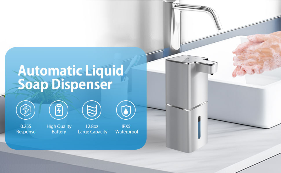 Amazon.com: JEMISUN Automatic Liquid Soap Dispenser Touchless Soap Dispenser 380ml/12.8oz ...