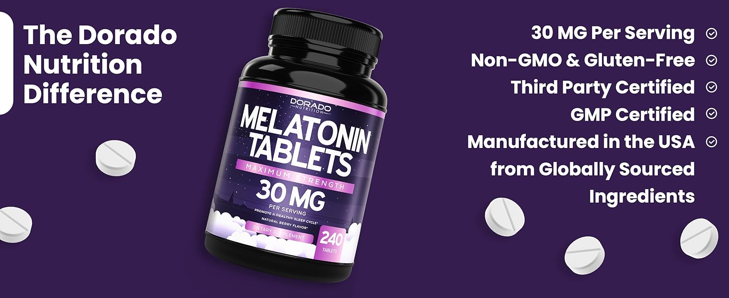 Amazon.com: Melatonin 30mg Tablets for Adults (240 Tablets) - Fast Dissolve Tablet with 30mg of ...