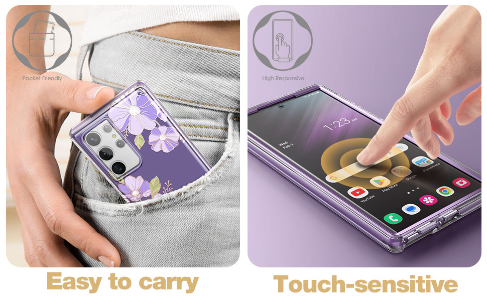 Amazon.com: SURITCH for Samsung Galaxy S23 Ultra Case, [Built-in Screen Protector] [Dual-Layer ...