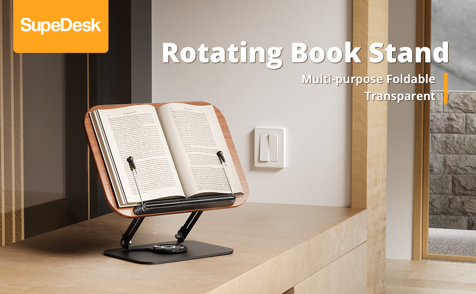 Amazon.com: SupeDesk Book Stand for Reading, Adjustable Book Holder with 360° Rotating Bases ...