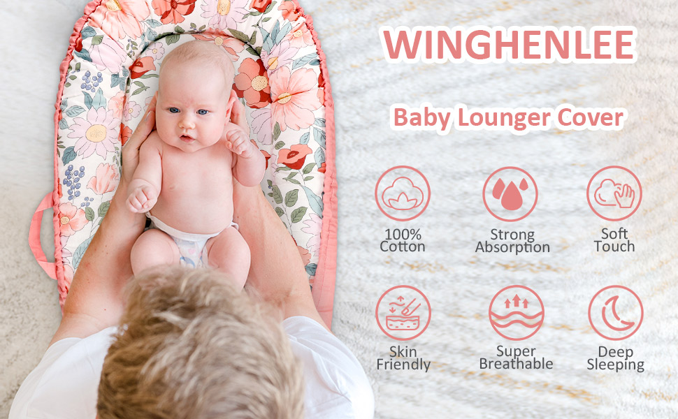 Amazon.com : Baby Lounger Cover Girls, Cotton Newborn Nest Cover ...