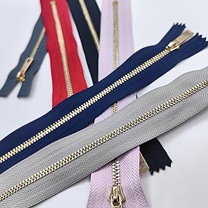 Amazon.com: Metal Zippers 10pcs #3 Close-end Non-Separating Zippers Golden Plated Bulk 10Colors ...