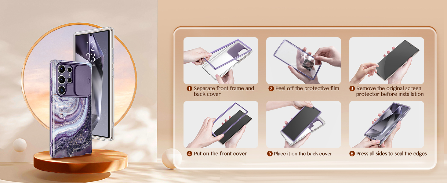 Amazon.com: GVIEWIN for Samsung Galaxy S24 Ultra Case, [Slide Camera Cover & Built-in Screen ...