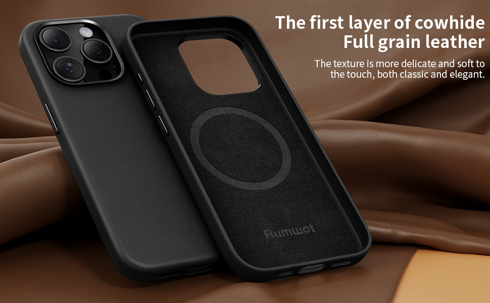 Amazon.com: Rumwot for iPhone 15 Pro Leather Case | Genuine Full Grain Leather| Compatible with ...