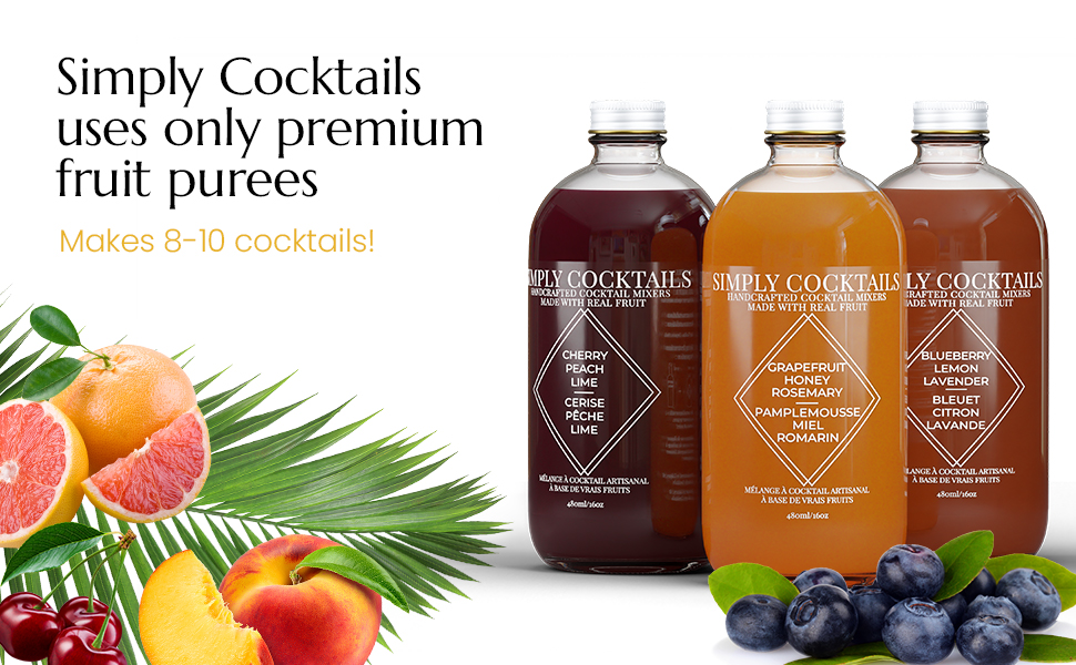 Amazon.com : Simply Cocktails Gin & Vodka Cocktail Mixer Set. Cherry Peach Lime, Blueberry Lemon ...