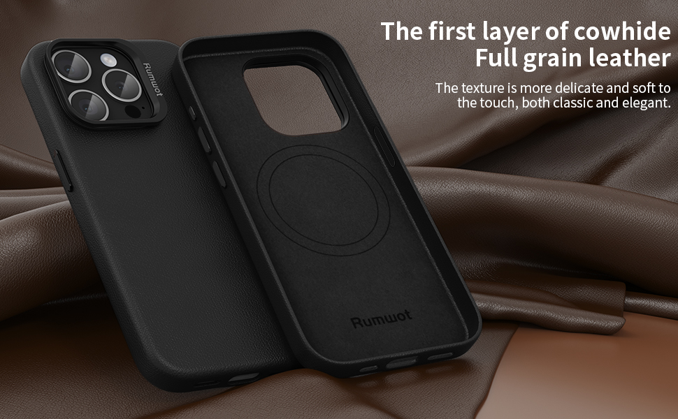 Amazon.com: Rumwot Genuine Leather Invisible Stand Case for iPhone 15 Pro Max with MagSafe ...