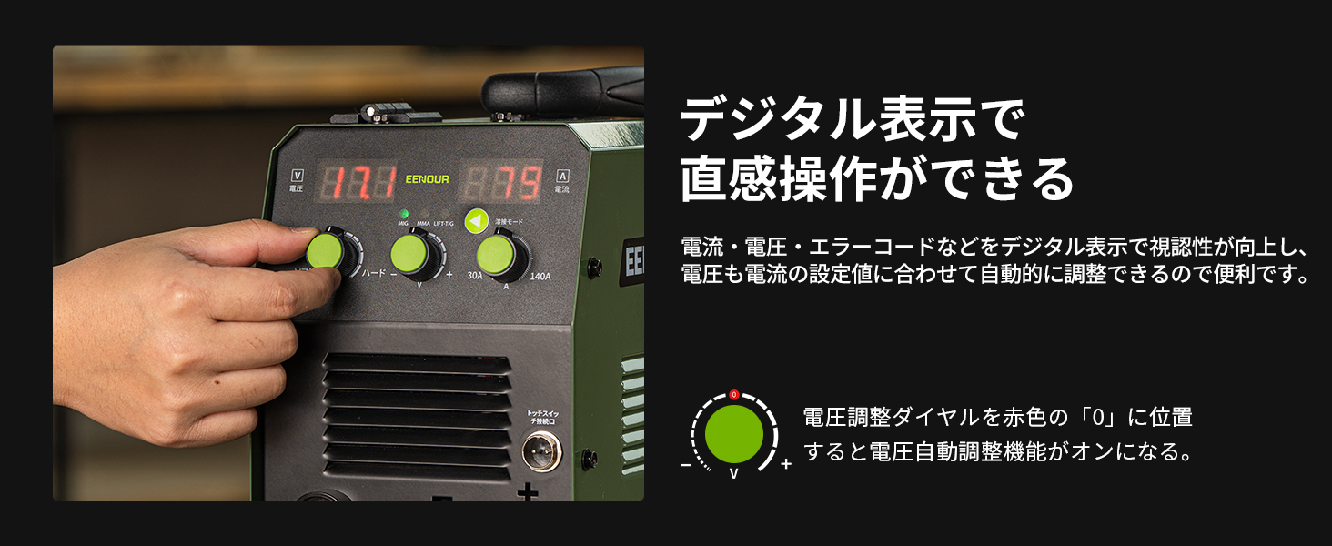 Amazon | EENOUR 半自動溶接機 MIG140P 最大出力140A 100V・200V兼用 1台3役 ノンガスMIG·被覆アーク·LIFT TIGに対応 定格使用率60％ 板厚 ...