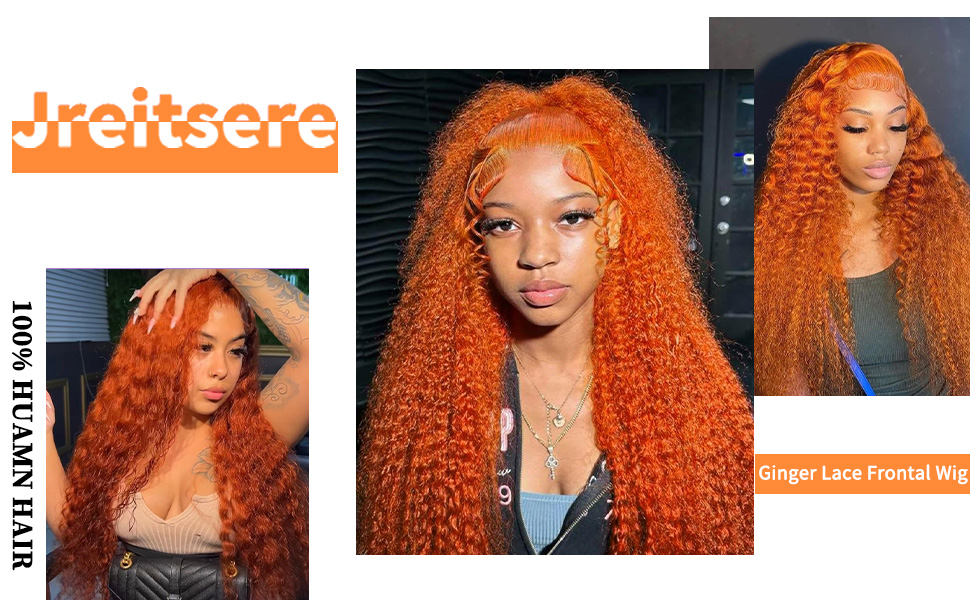Amazon.com : Jreitsere 30 Inch Ginger Wig Human Hair 13x6 Ginger Deep Wave Lace Front Wig Human ...