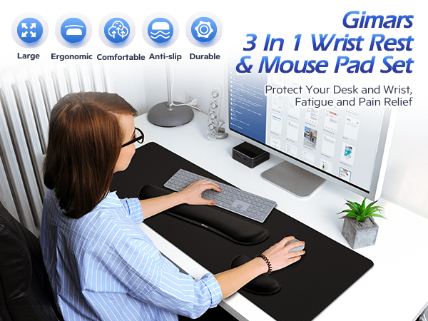Mua Gimars 3 in1 Mouse Pad and Keyboard Wrist Rest, Large Gaming Mouse ...