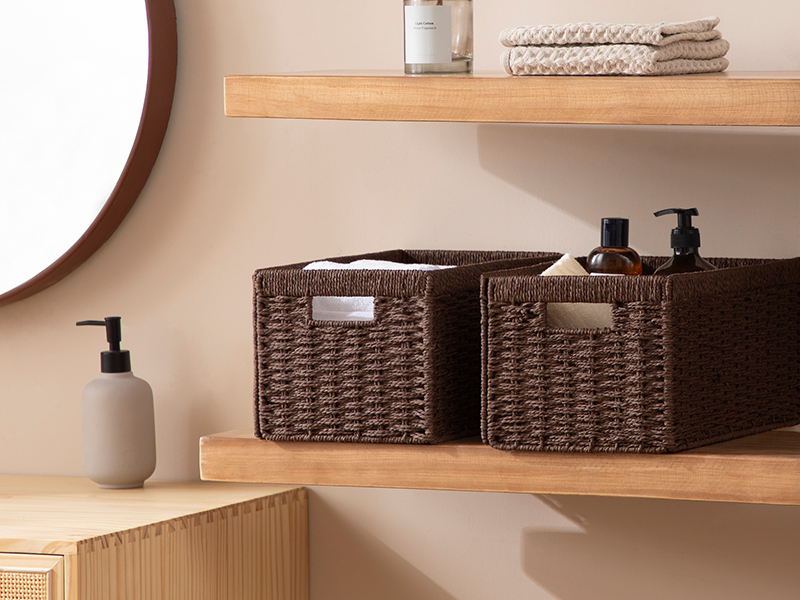 Amazon.com: joybest Wicker Storage Baskets for Shelves, Rectangular ...
