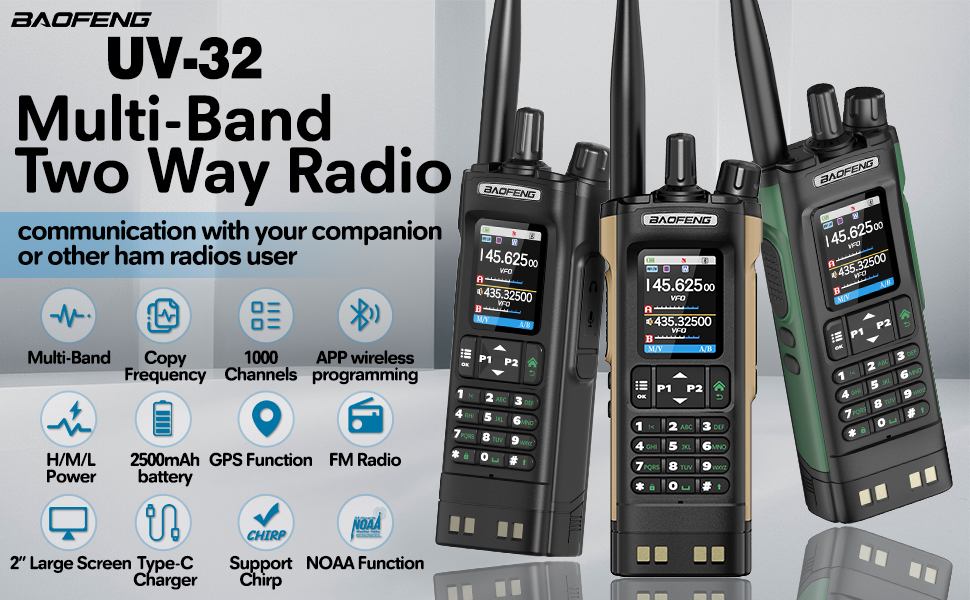 Amazon.com: BAOFENG Radio UV32 Ham Radio Handheld 10W Rechargeable ...