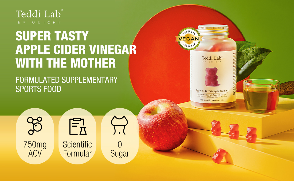 Amazon.com: Unichi Apple Cider Vinegar Gummy with The Mother, Formulated with Vitamin B12, B6 ...
