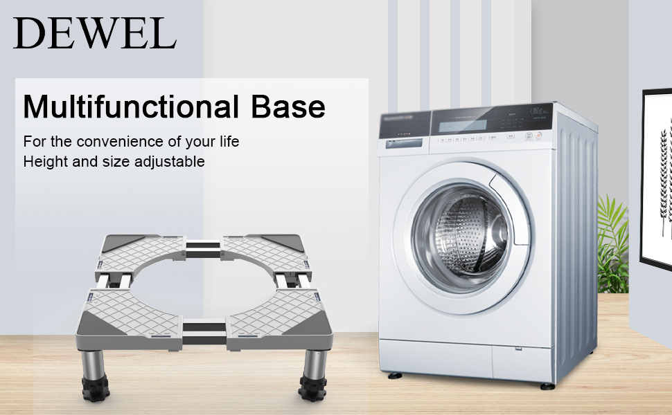 DEWEL Support de Machine à Laver à double tube Base Socle Anti-Vibration pour Frigo Lave-Linge ...