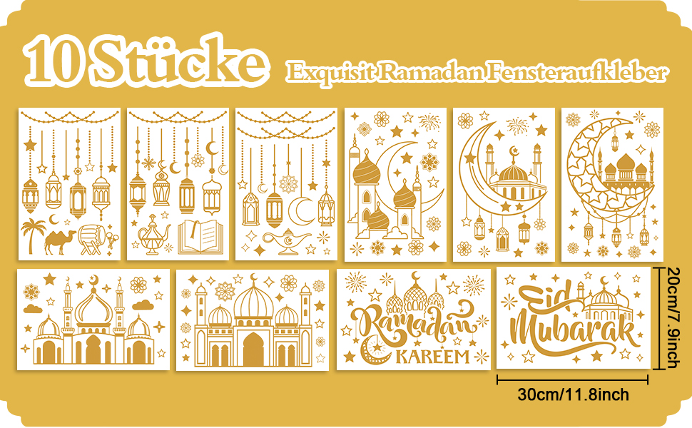 Amazon.de: Edonkvi 162 Stücke Ramadan Fensteraufkleber, Eid Mubarak Stickers Fensterdeko ...