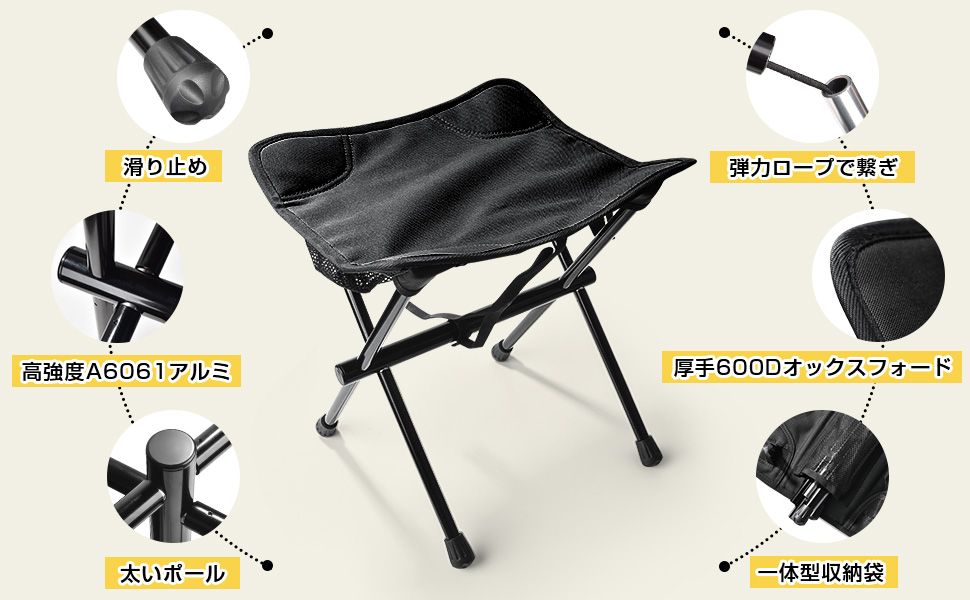 Amazon.co.jp: アウトドアチェア 折りたたみ椅子 RUNCTY キャンプイス 軽量 コンパクト キャンプチェア 3way使用 耐荷重100㎏ ミニチェア 持ち運び便利 登山 釣り ...