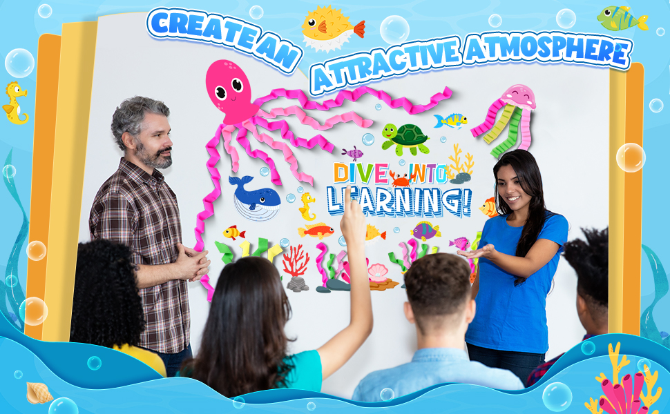 Amazon.com: Pasimy 51 Pcs Ocean Bulletin Board Under the Sea Classroom ...