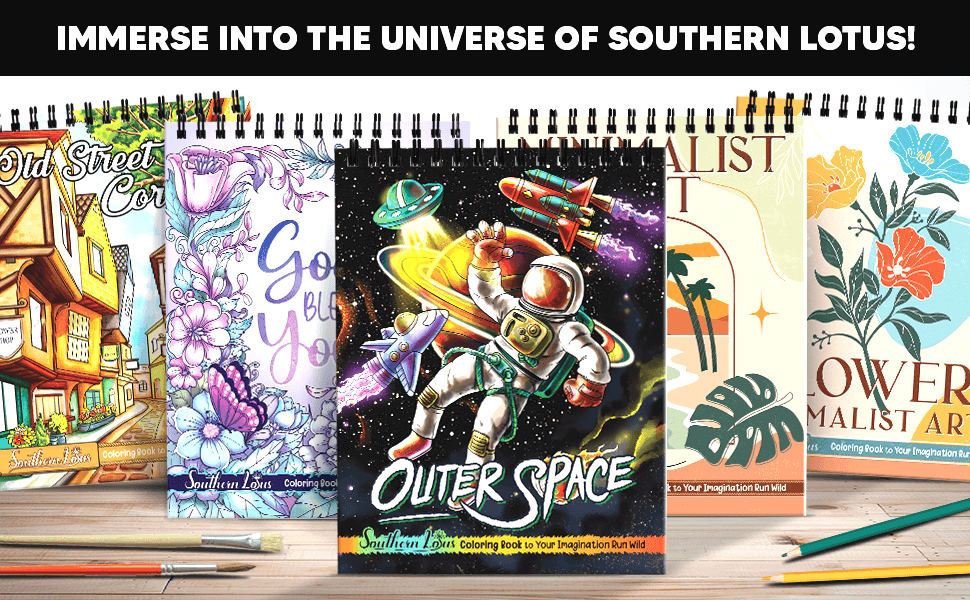 Amazon.com: SOUTHERN LOTUS Outer Space Spiral Adult Coloring Book - Unleash Your Creativity with ...