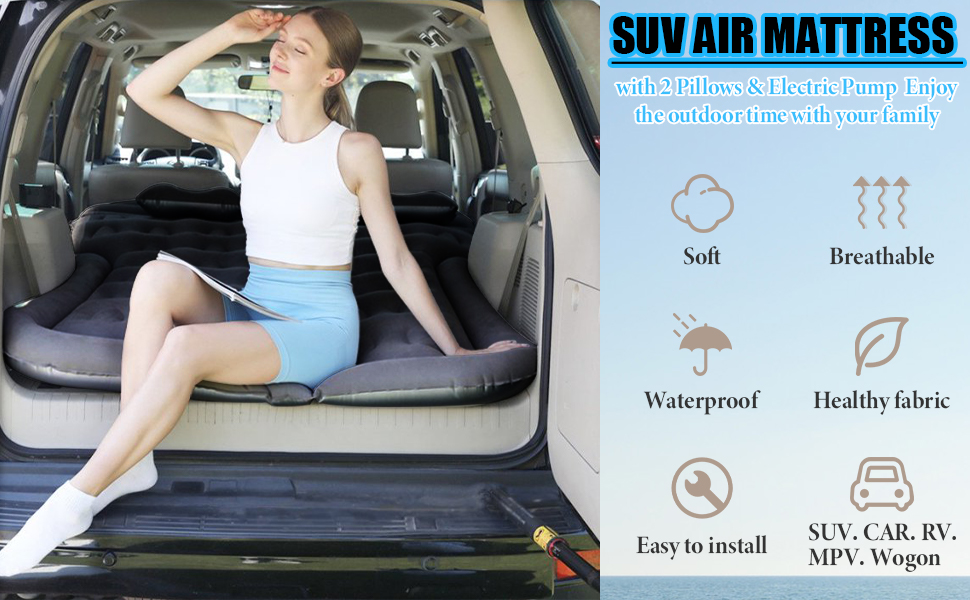 Amazon.com : SUV Inflatable Car Air Bed, Inflatable Mattress Backseat Camping Bed Travel ...