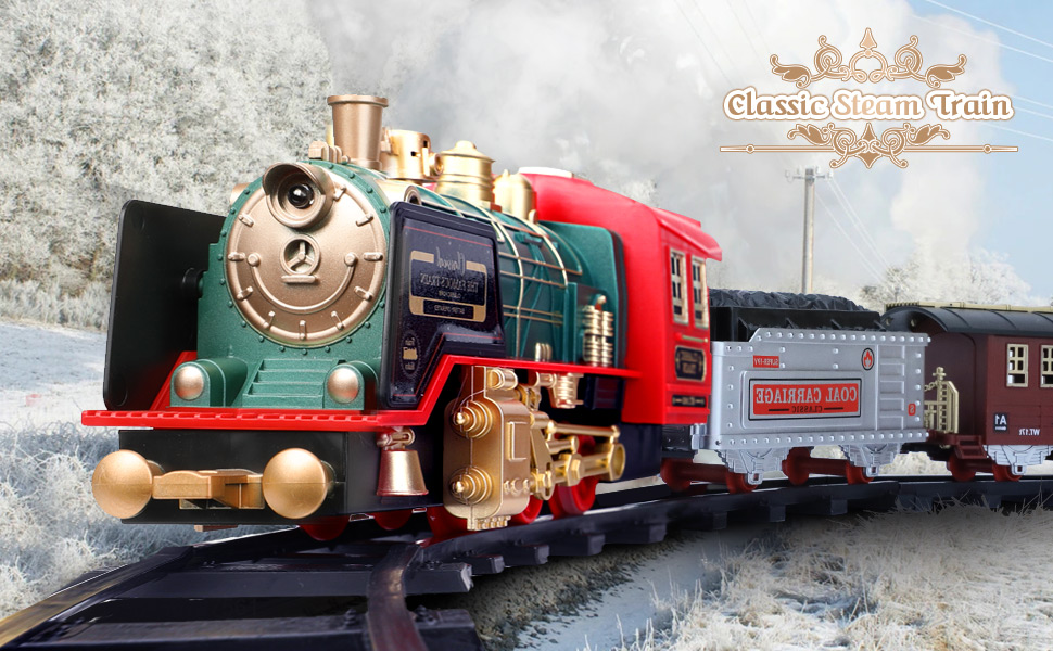 Amazon.com: FRUSE Remote Control Train Set - Electric R/C Train Toy for Kids w/ Smokes,Lights ...