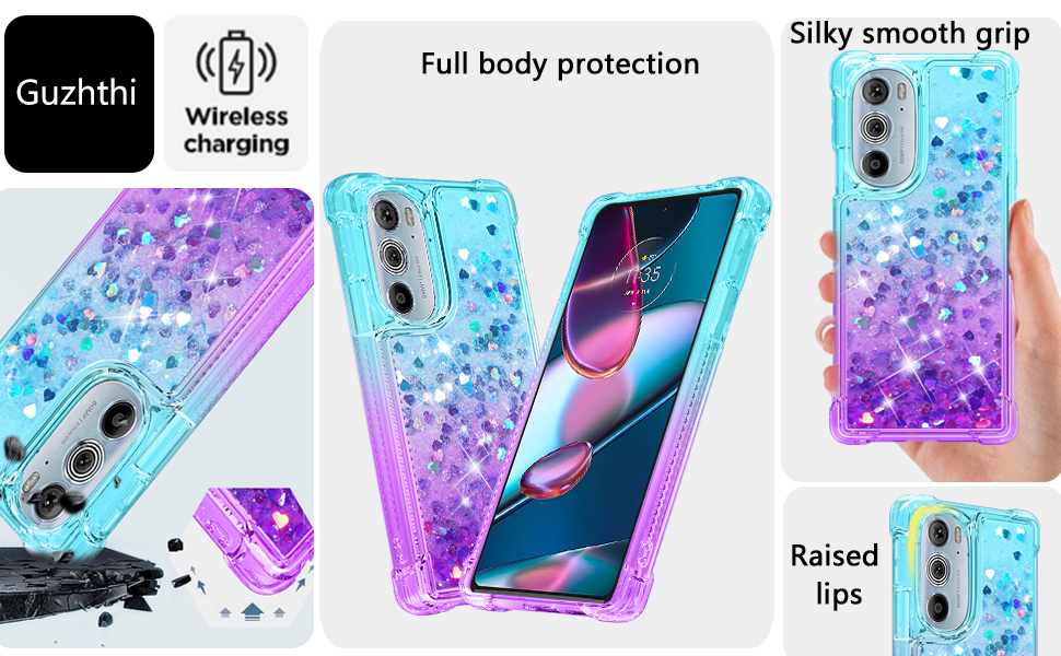 Amazon.com: Guzhthi for Moto Edge Plus 2022 Case: Clear Glitter Flowing Liquid Quicksand ...