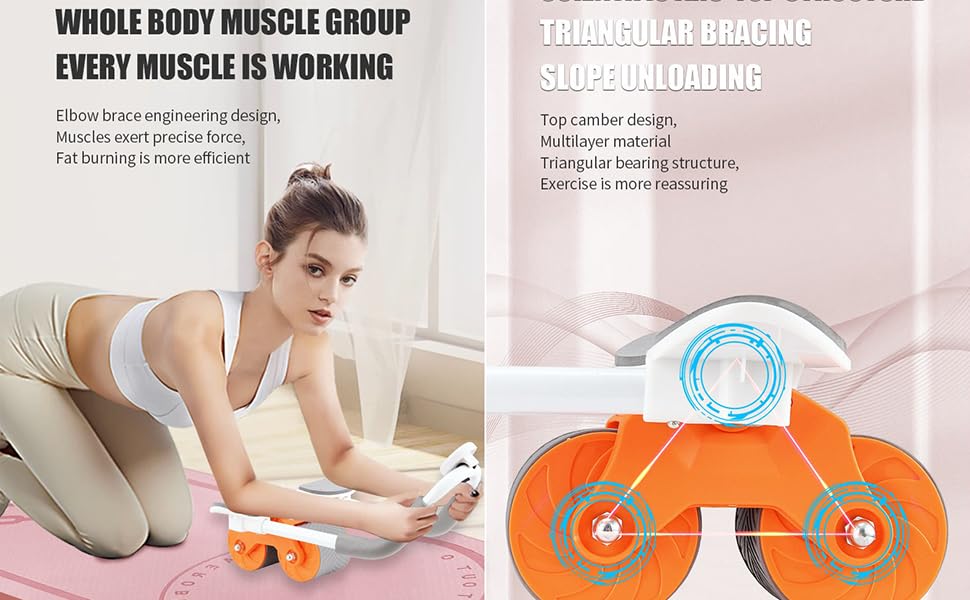 INDIAHUNK®. double elbow support2023 New with timer Ab Abdominal abs roller wheel core exercise ...