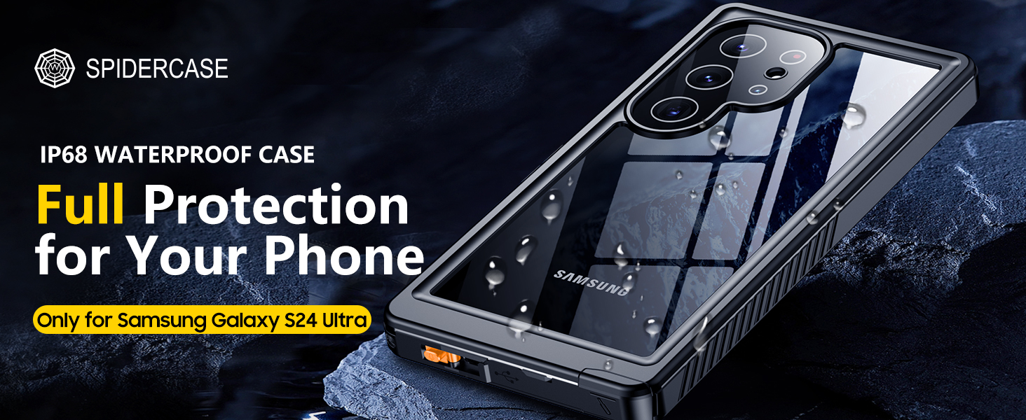 Amazon.com: SPIDERCASE Upgraded for Samsung Galaxy S24 Ultra Case Waterproof,Built-in Screen ...