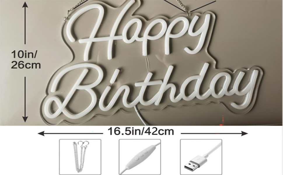 HFHungkeong Happy Birthday LED Neon Decor Night Light for Bedroom Bar Wedding Cafe Christmas ...