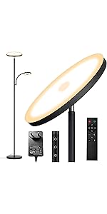 42W Stehlampe Wohnzimmer, 4200LM LED Deckenfluter mit Leselampe 2700K-6500K Stufenloses Dimmen ...