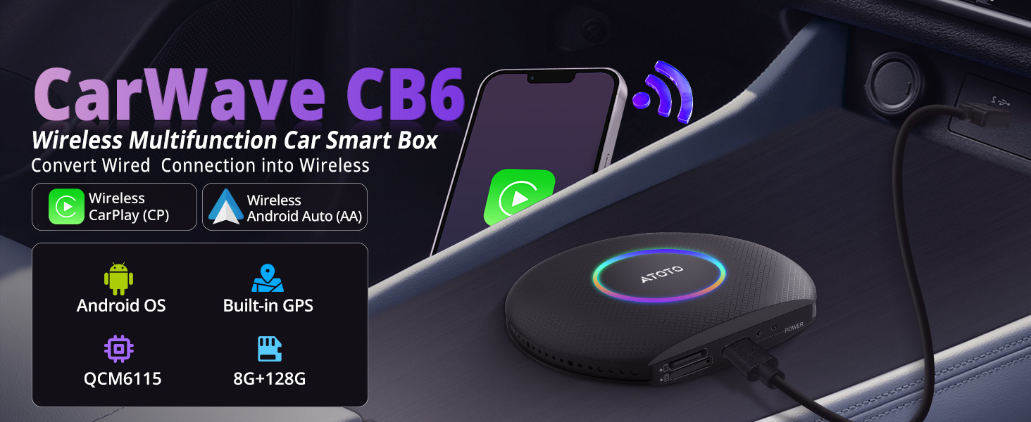 Amazon.com: ATOTOZONE CB6 CarPlay AI Box&Android AI Box, Wireless CarPlay/Android Auto Adapter ...